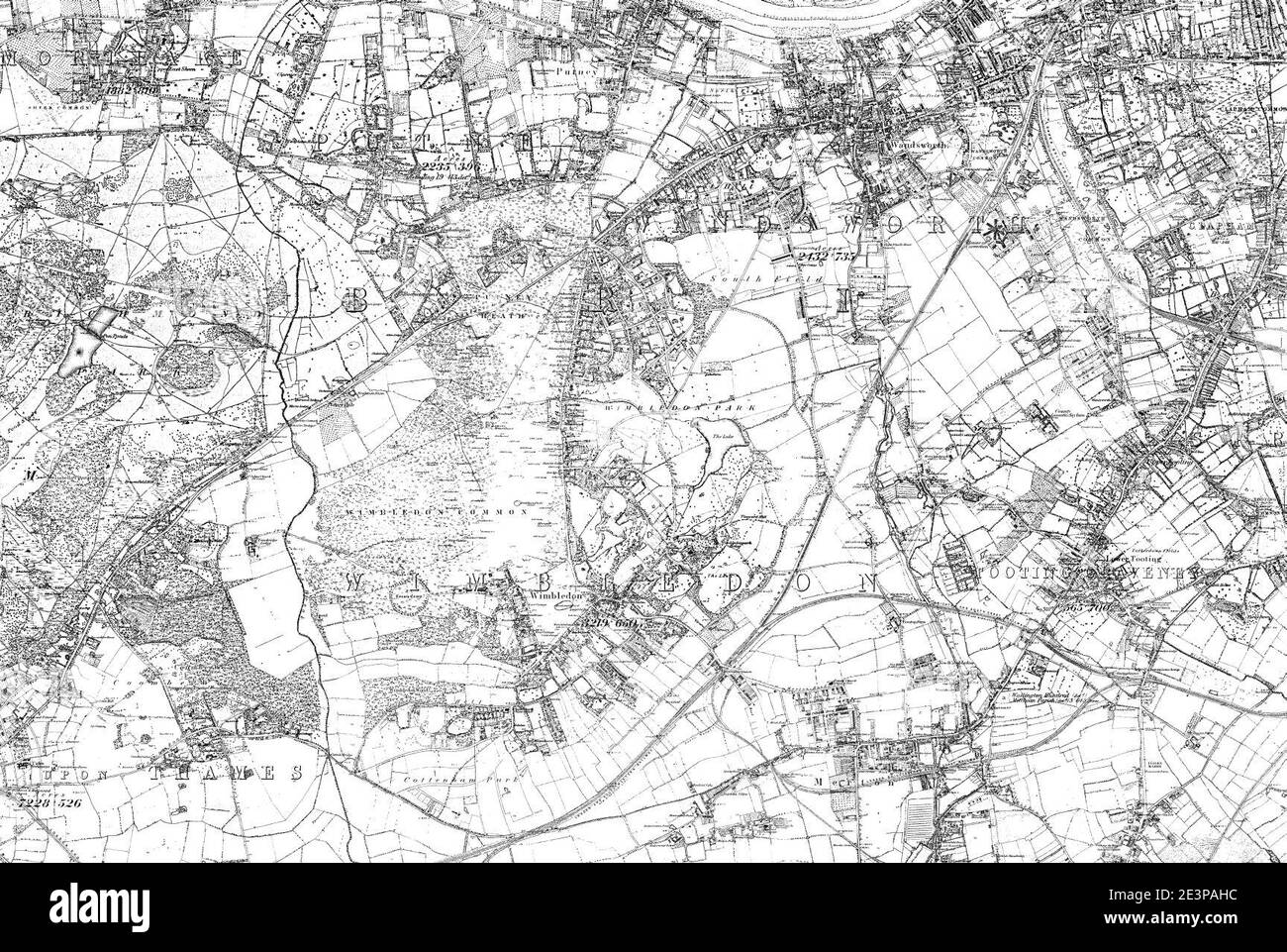 Map of Surrey Sheet 007, Ordnance Survey, 1871-1882 Stock Photo - Alamy