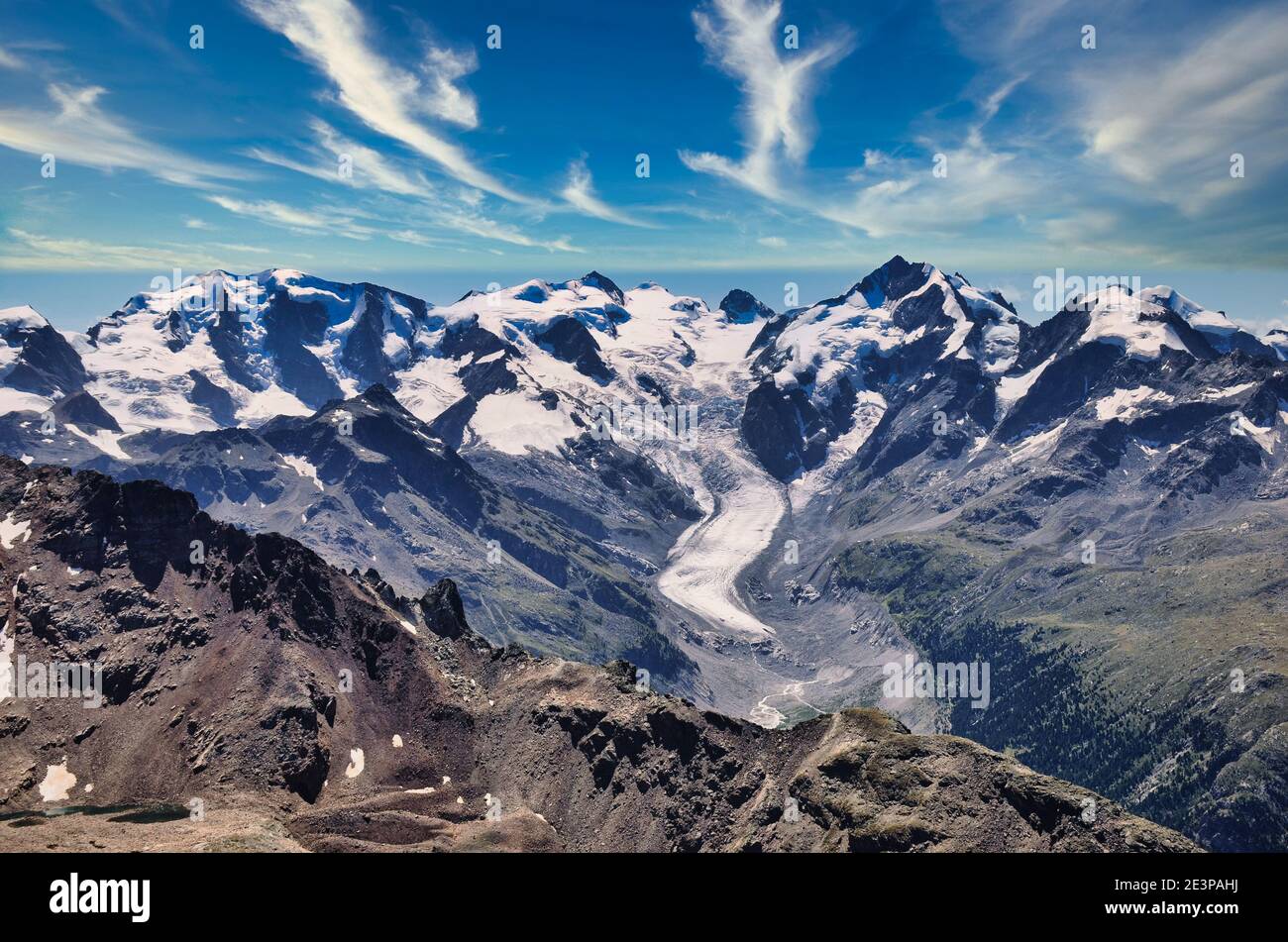 hike to the piz languard in engadin with a view of the morteratsch ...