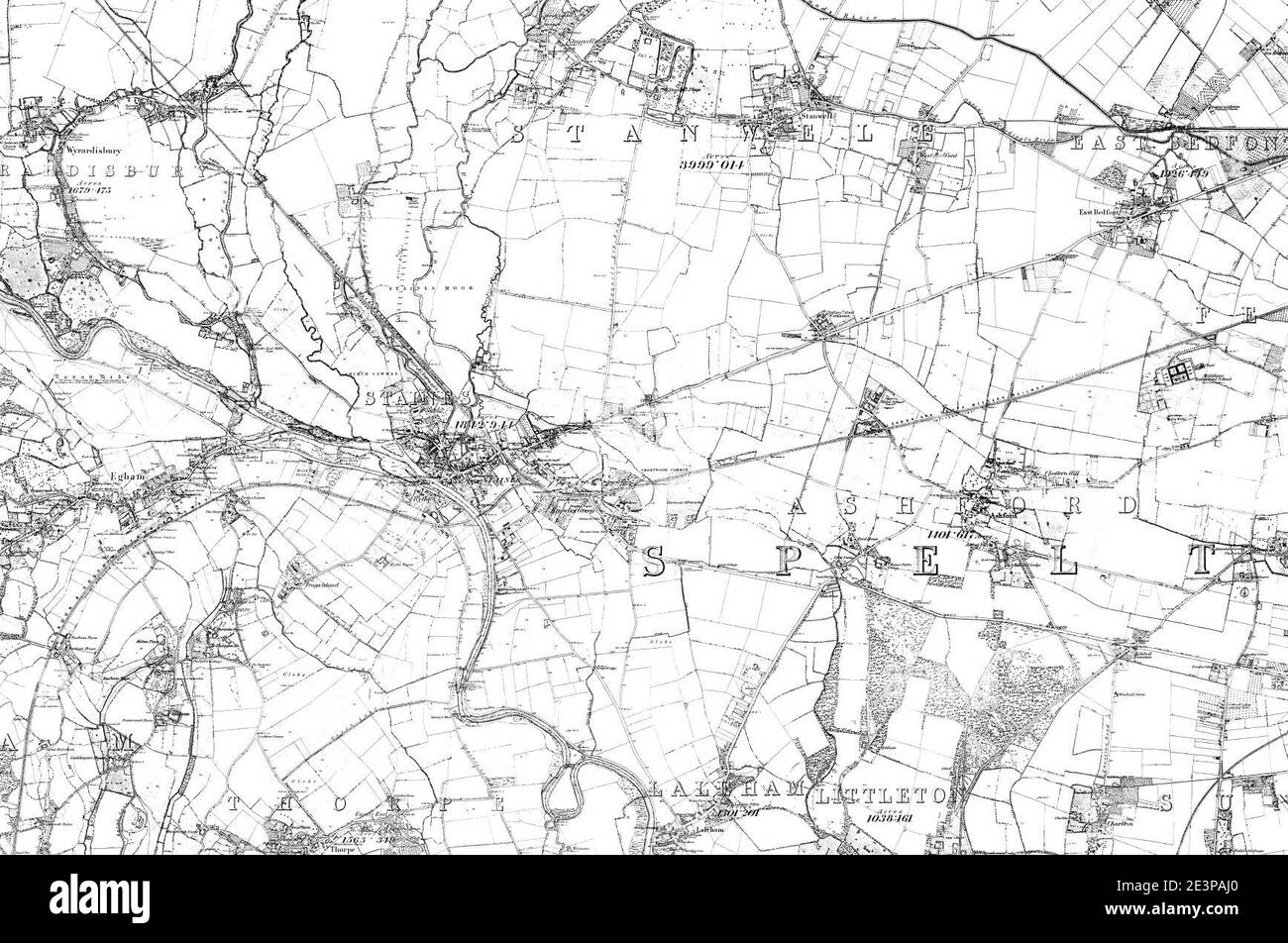 Map of Surrey Sheet 005, Ordnance Survey, 1871-1882 Stock Photo - Alamy