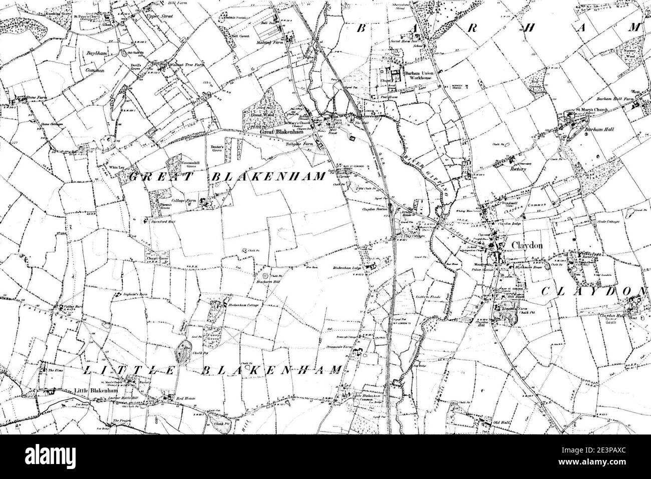 Map of Suffolk OS Map name 066-SW, Ordnance Survey, 1881-1893 Stock ...