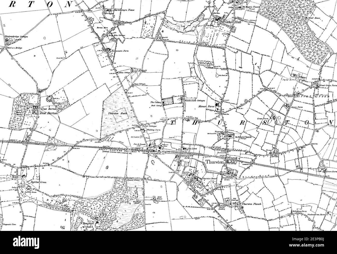 Map of Suffolk OS Map name 045-NW, Ordnance Survey, 1881-1893 Stock ...