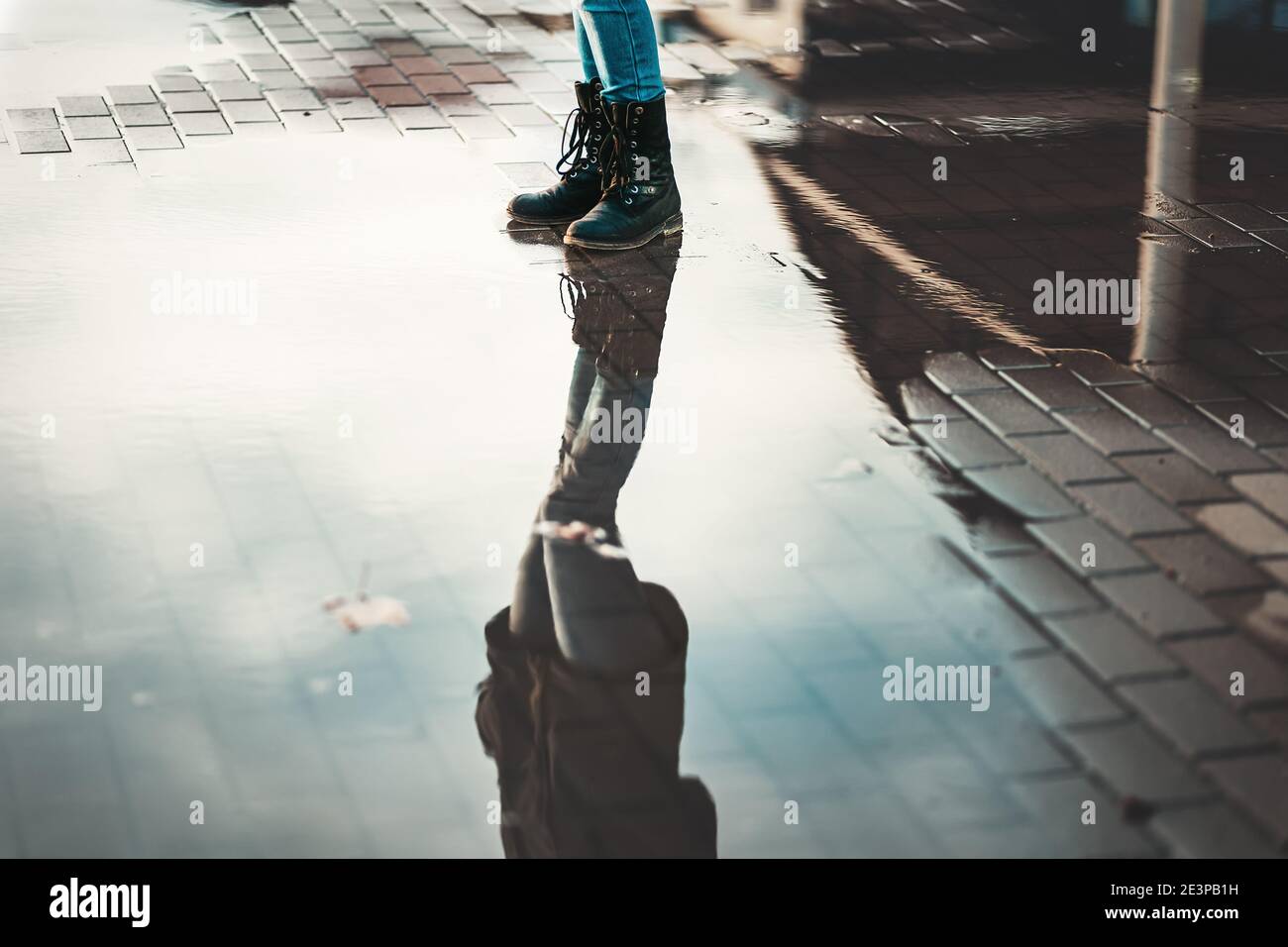 Wet rain puddles water shoes hi-res stock photography and images - Alamy
