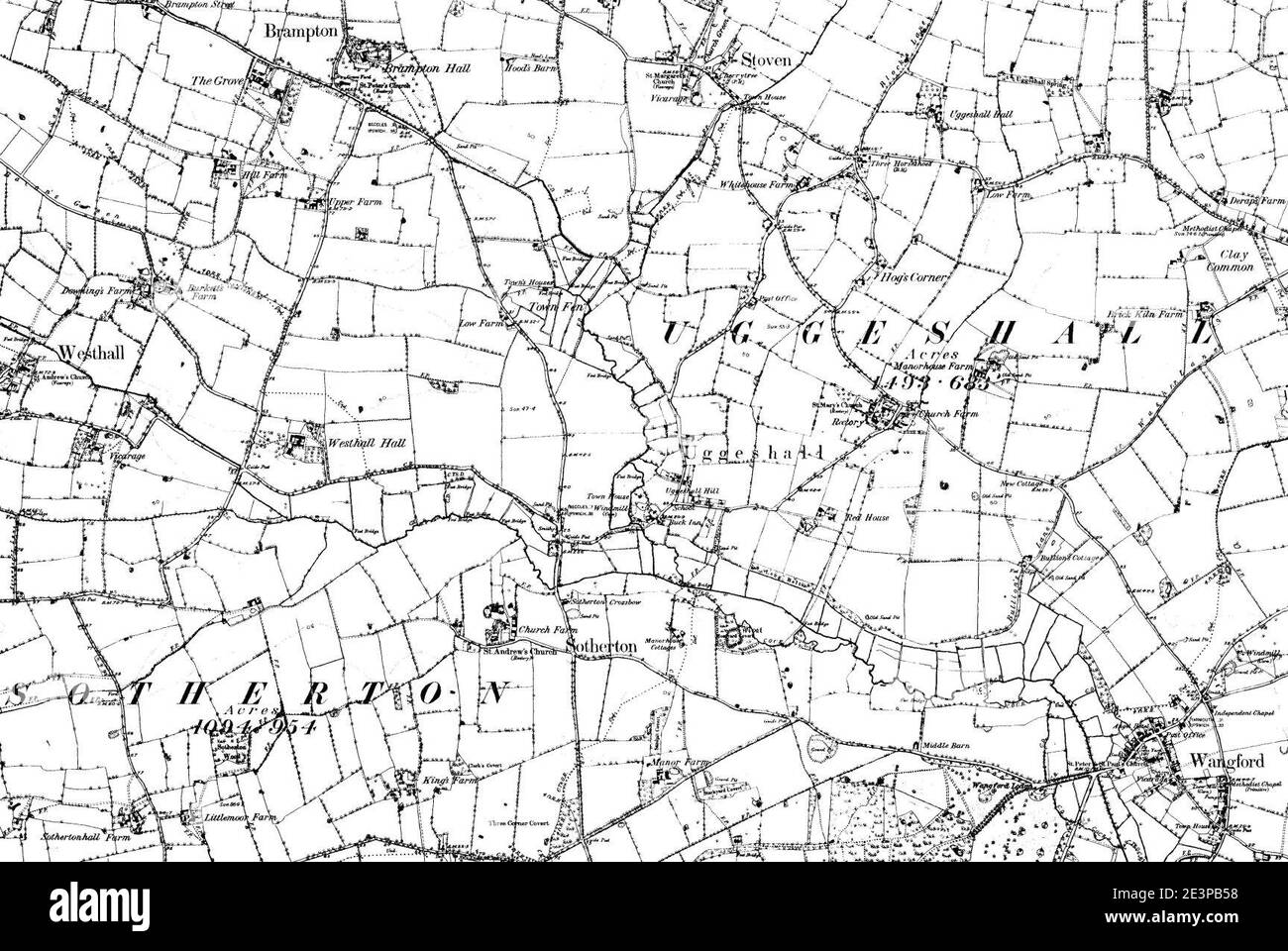 Map of Suffolk OS Map name 028-NE, Ordnance Survey, 1881-1893 Stock ...