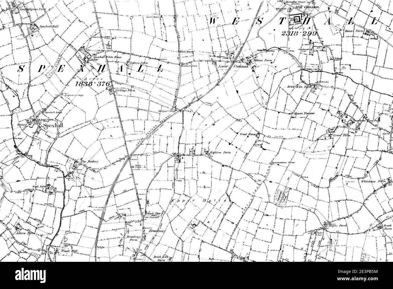 Map of Suffolk OS Map name 028-NW, Ordnance Survey, 1881-1893 Stock ...