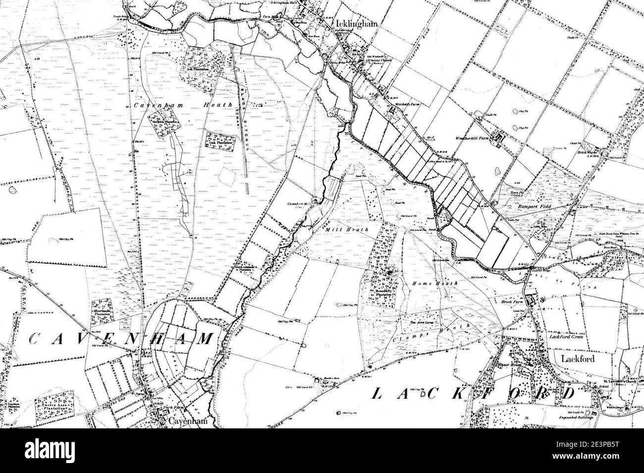 Map of Suffolk OS Map name 032-NE, Ordnance Survey, 1881-1893 Stock ...