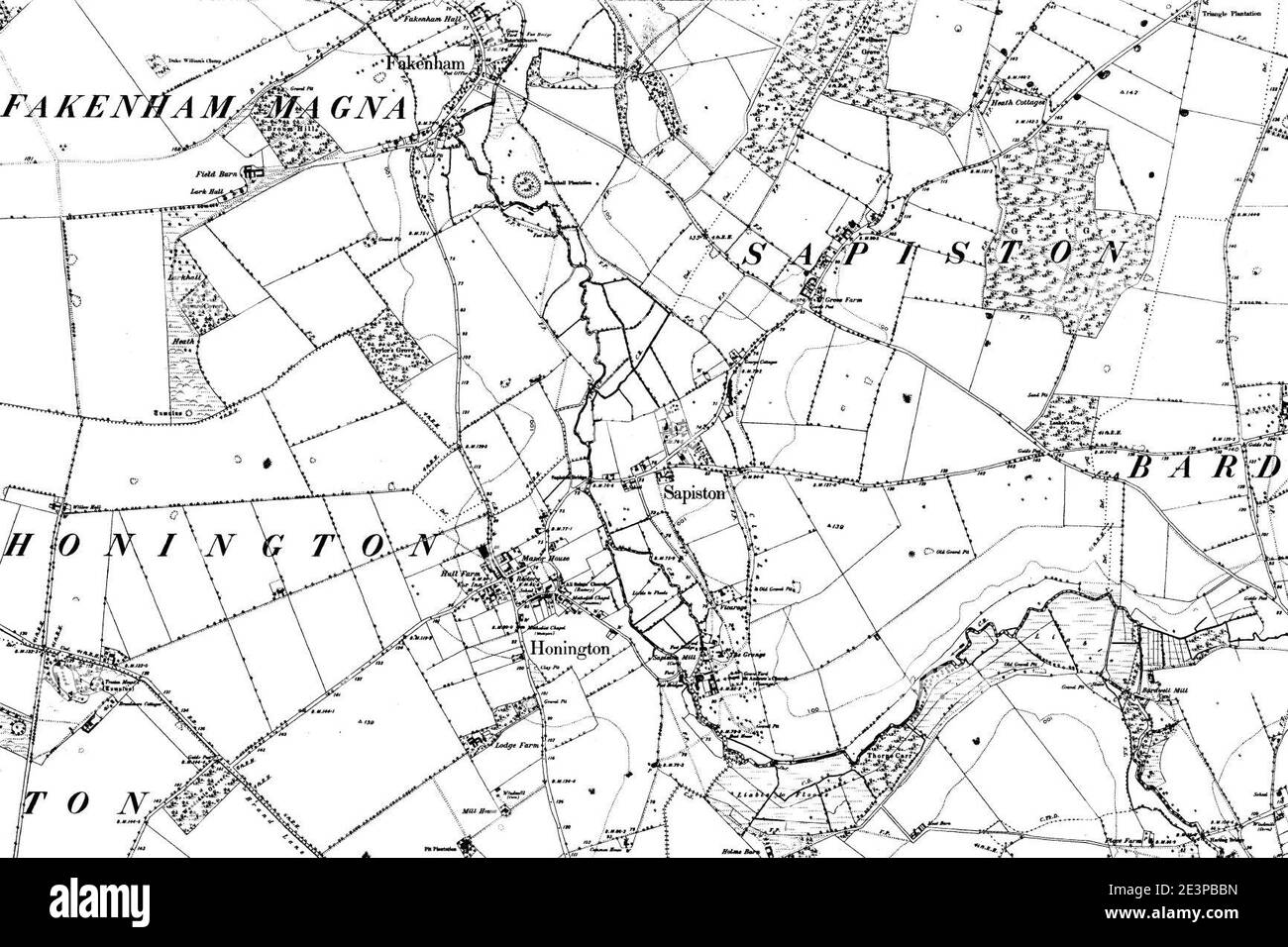 Map of Suffolk OS Map name 023-SW, Ordnance Survey, 1881-1893 Stock ...