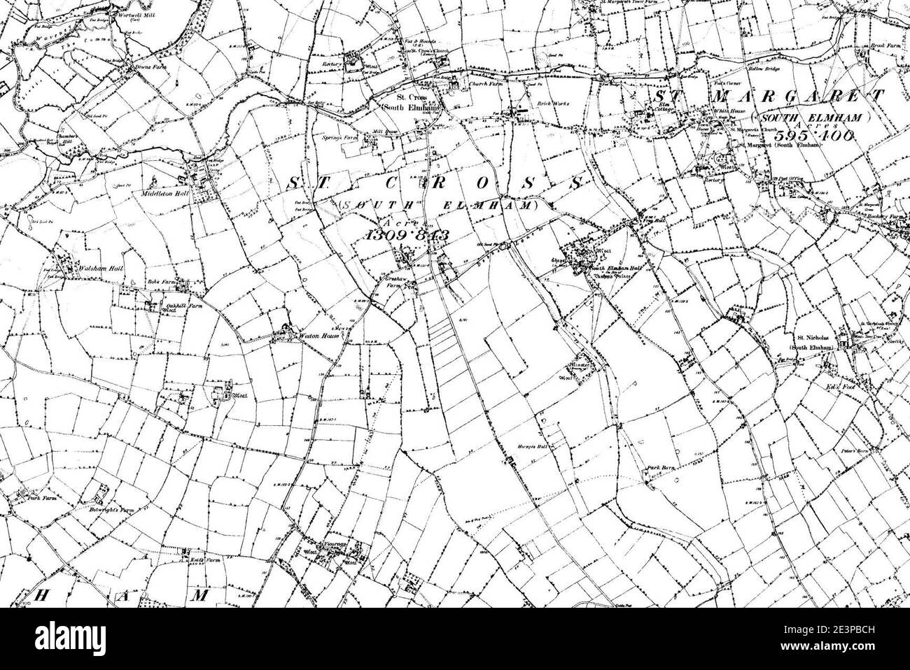 Map of Suffolk OS Map name 017-SW, Ordnance Survey, 1881-1893 Stock ...