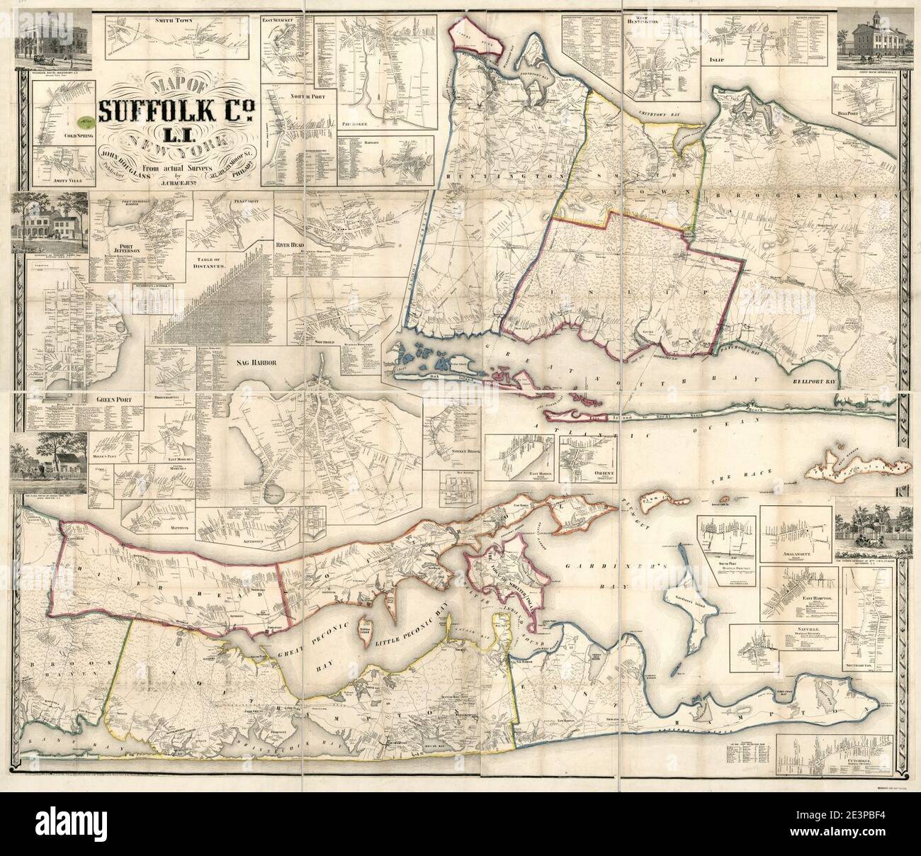Map of Suffolk County, L.I., N.Y. - from actual surveys Stock Photo - Alamy