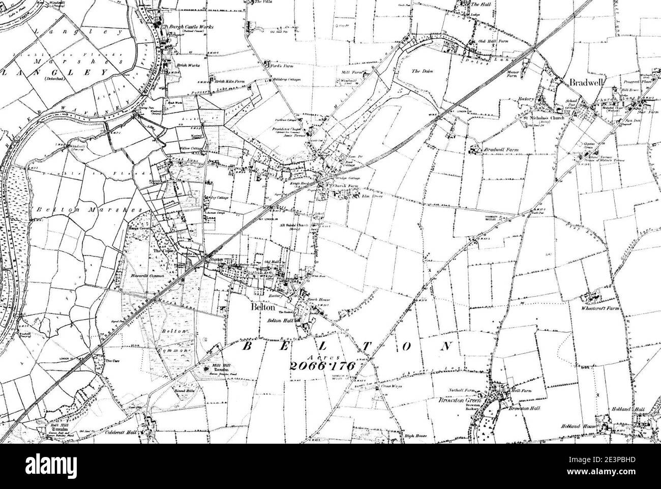 Map of Suffolk OS Map name 002-SW, Ordnance Survey, 1881-1893 Stock ...