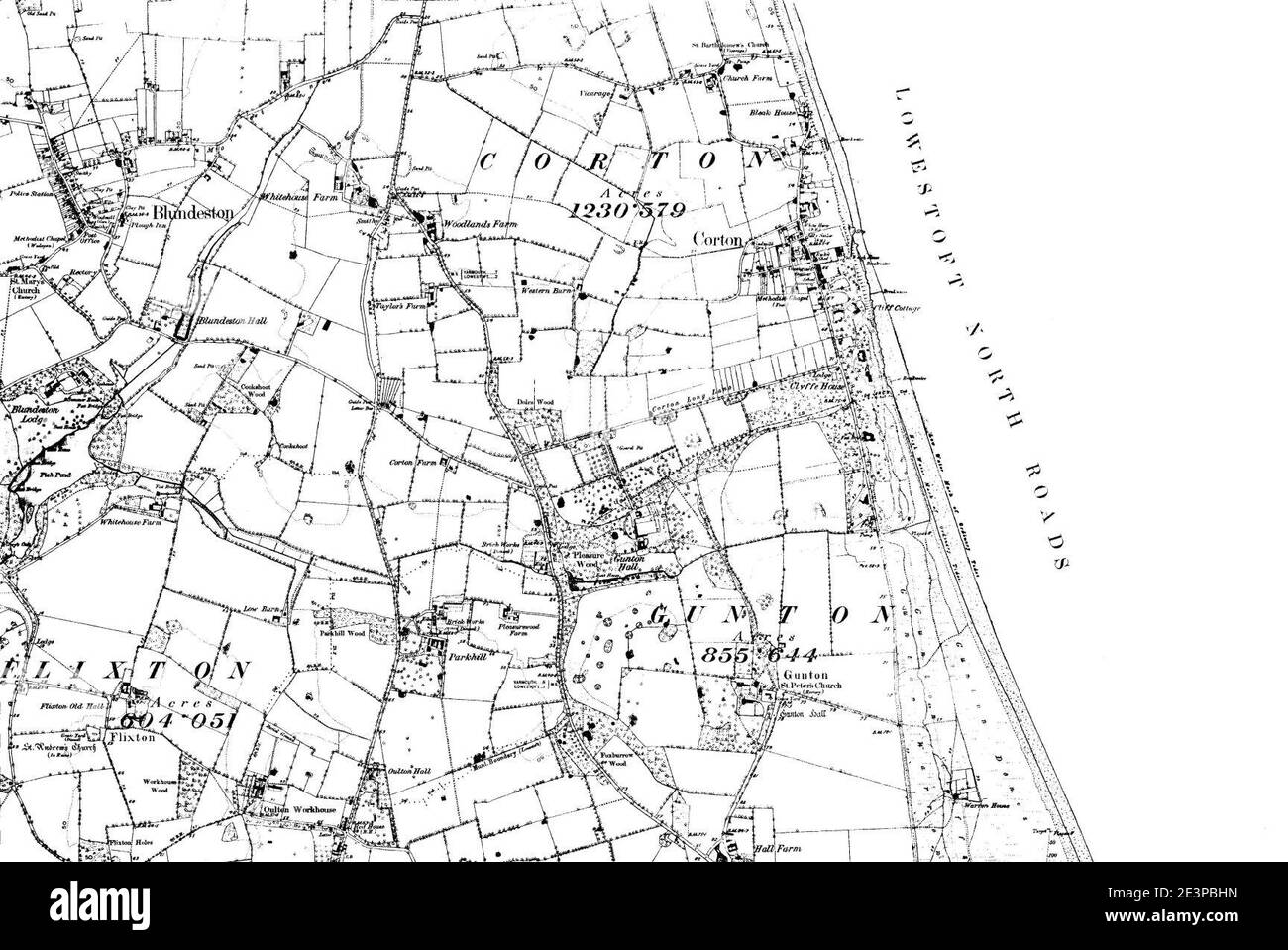 Map of Suffolk OS Map name 004-SE, Ordnance Survey, 1881-1893 Stock ...