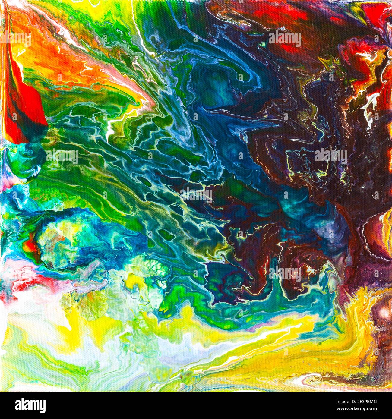 Beautiful abstract background. Pouring acrylic paint on canvas ...