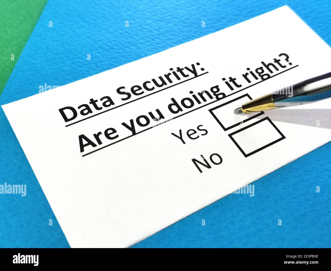 One person is answering question about data security Stock Photo - Alamy