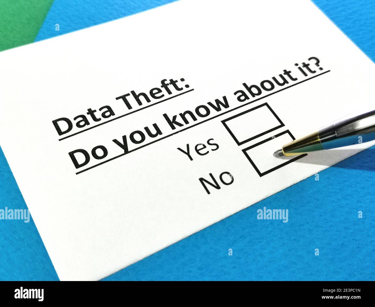 One person is answering question about data theft Stock Photo - Alamy