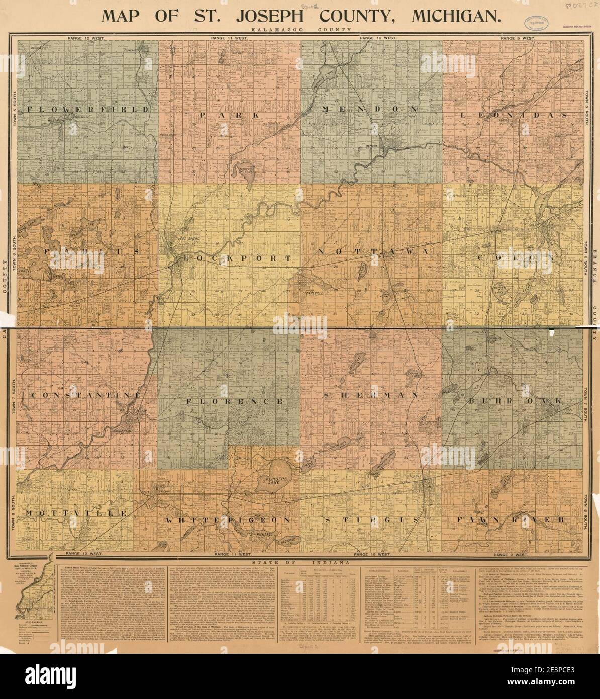 Map of St. Joseph County, Michigan Stock Photo - Alamy