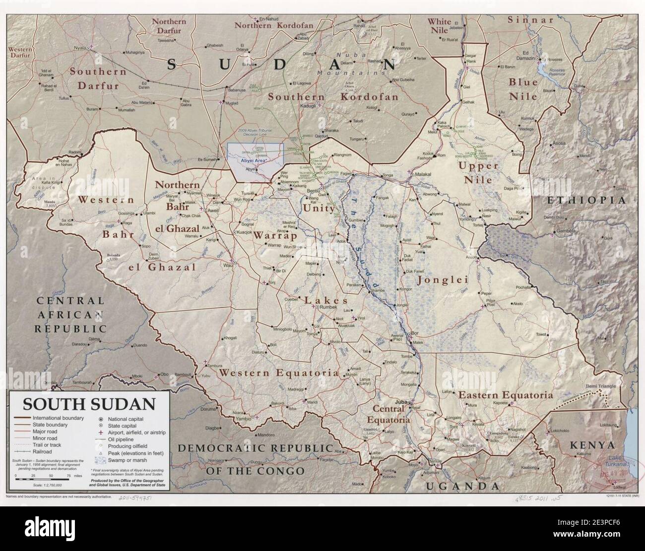 South sudan map hi-res stock photography and images - Alamy