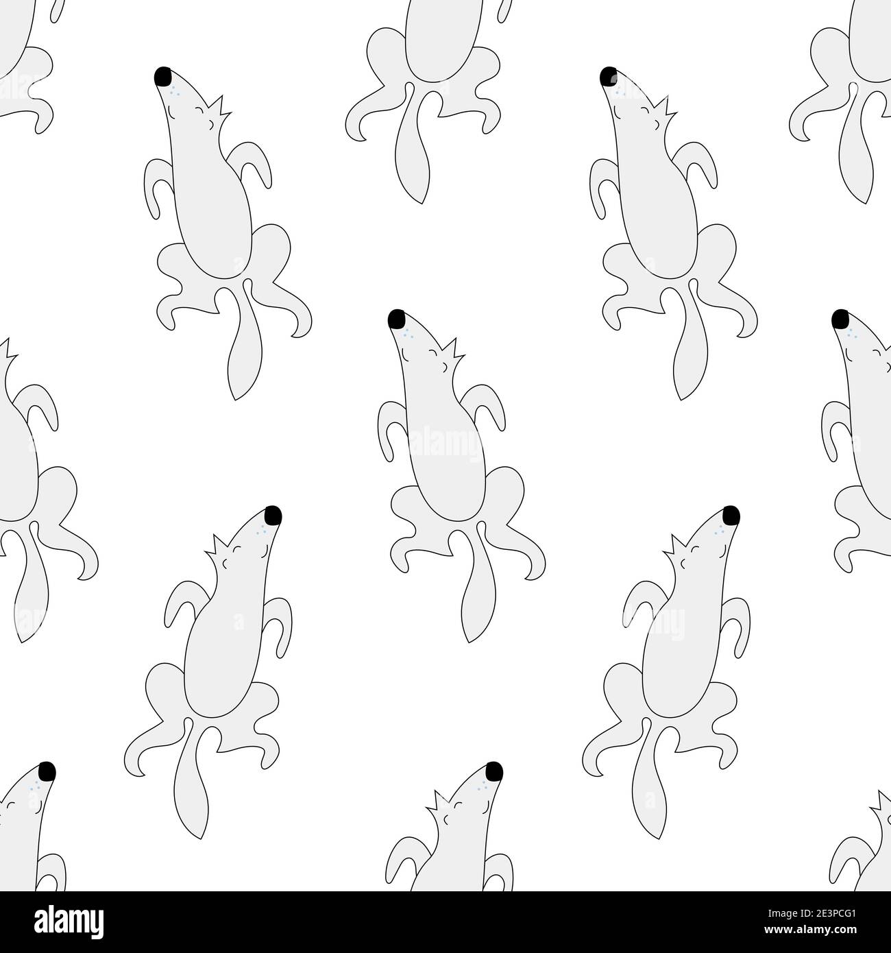 Vector Seamless Pattern with cute happy dogs on their backs showing a ...