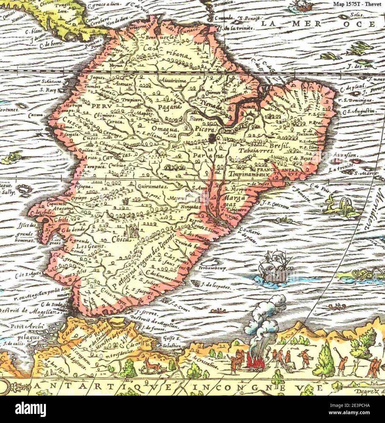 Map of South america 1575 Stock Photo - Alamy