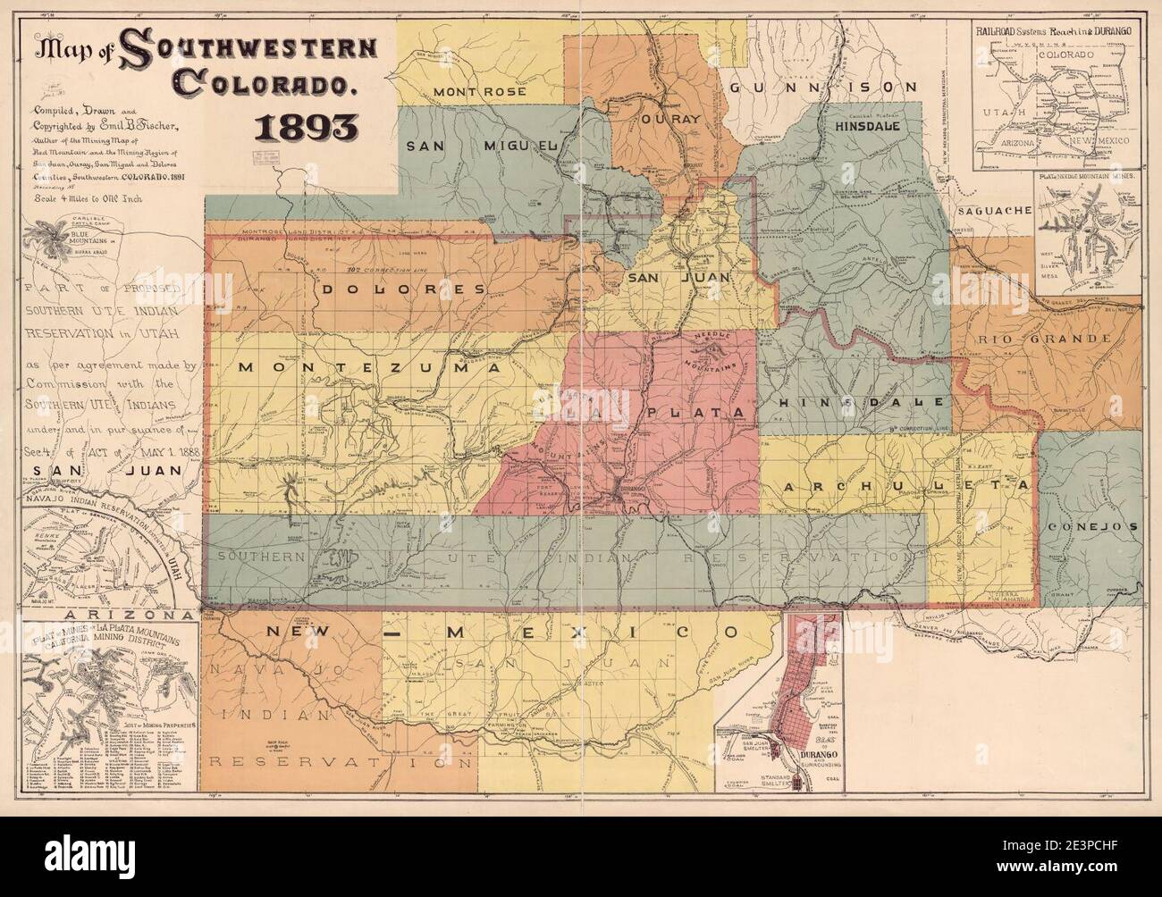 Map of Southwestern Colorado Stock Photo - Alamy