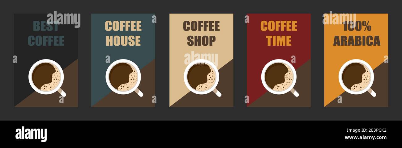 Vector coffee backgrounds set with text - design templates for coffee ...