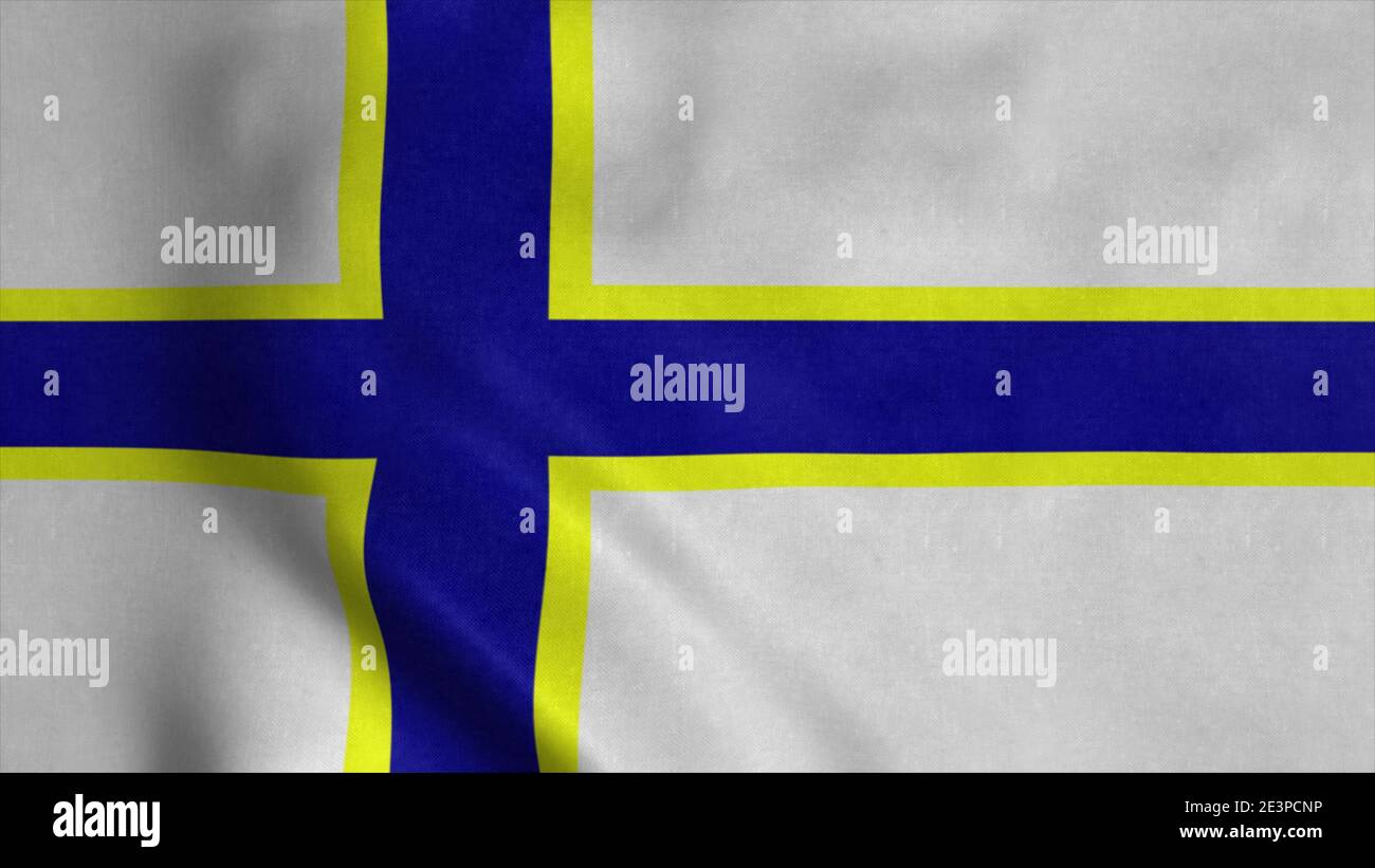 Bayamon flag, city of Puerto Rico, waving in wind. 3d illustration ...