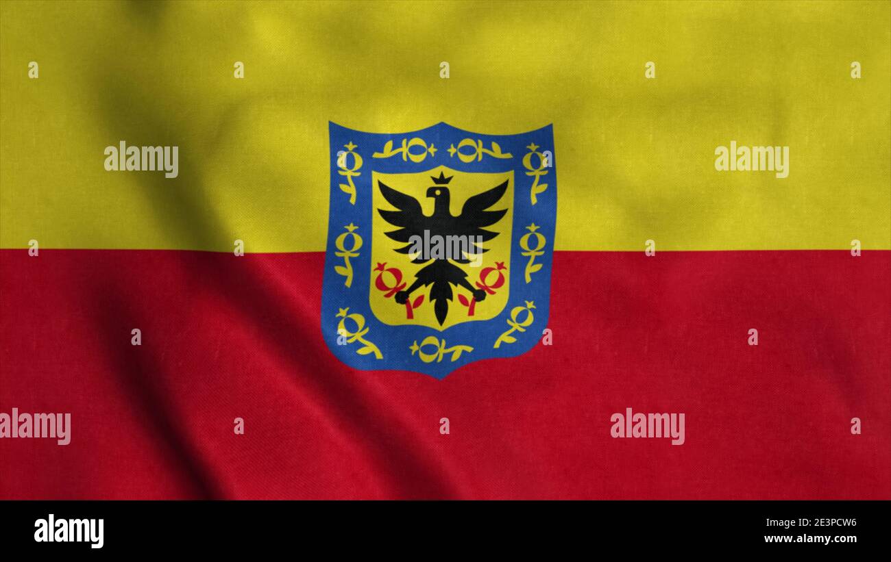 Bogota Capital City Flag of Colombia, waving in wind. 3d illustration ...