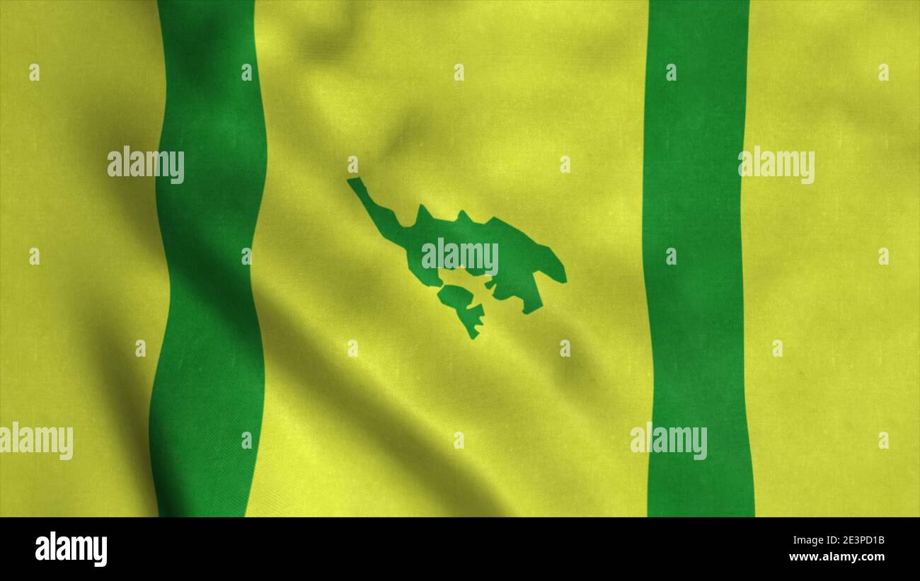 Culebra flag, city of Puerto Rico, waving in wind. 3d illustration ...