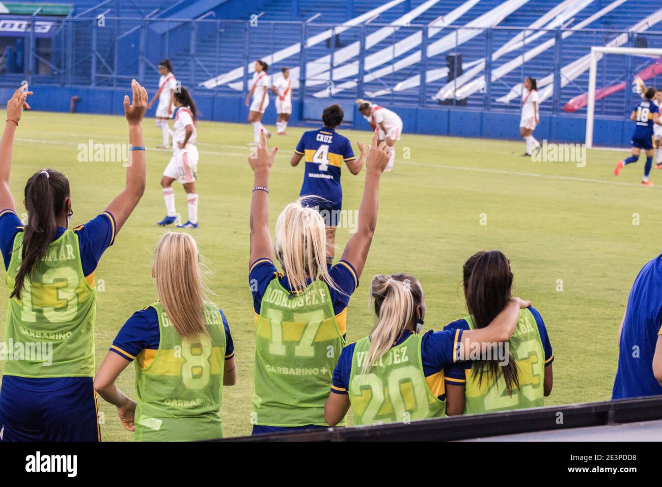 Celebrate the fourth goal Stock Photo - Alamy