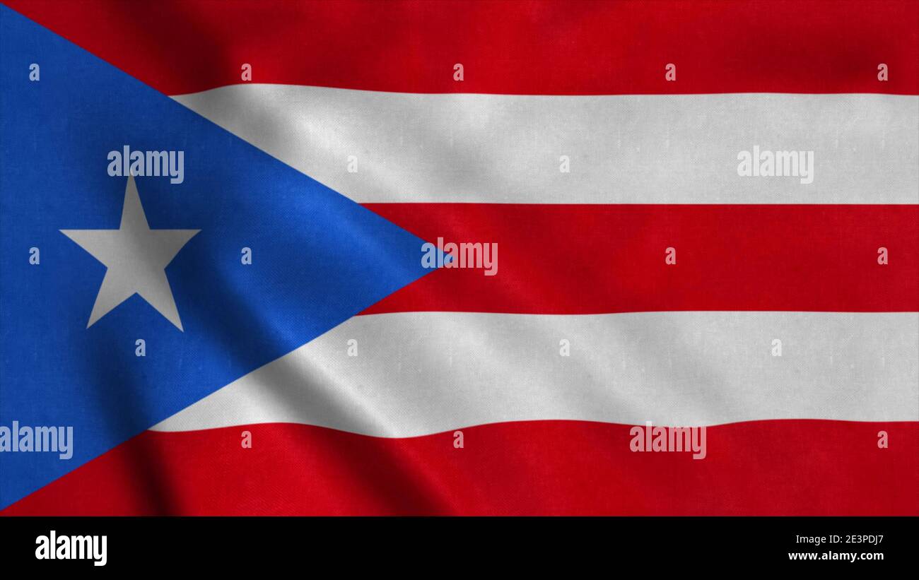 Puerto Rico flag, waving in wind. 3d illustration Stock Photo - Alamy