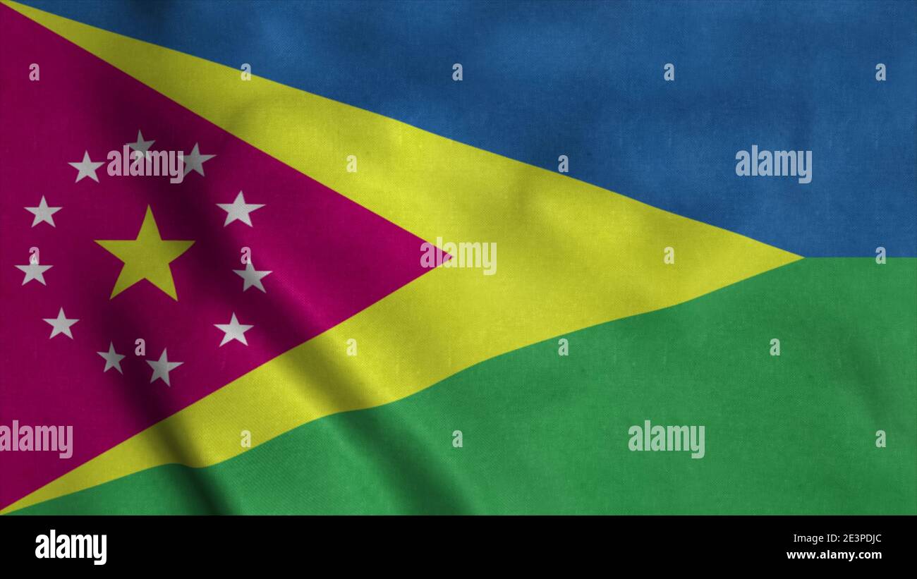 Moca flag, city of Puerto Rico, waving in wind. 3d illustration Stock ...