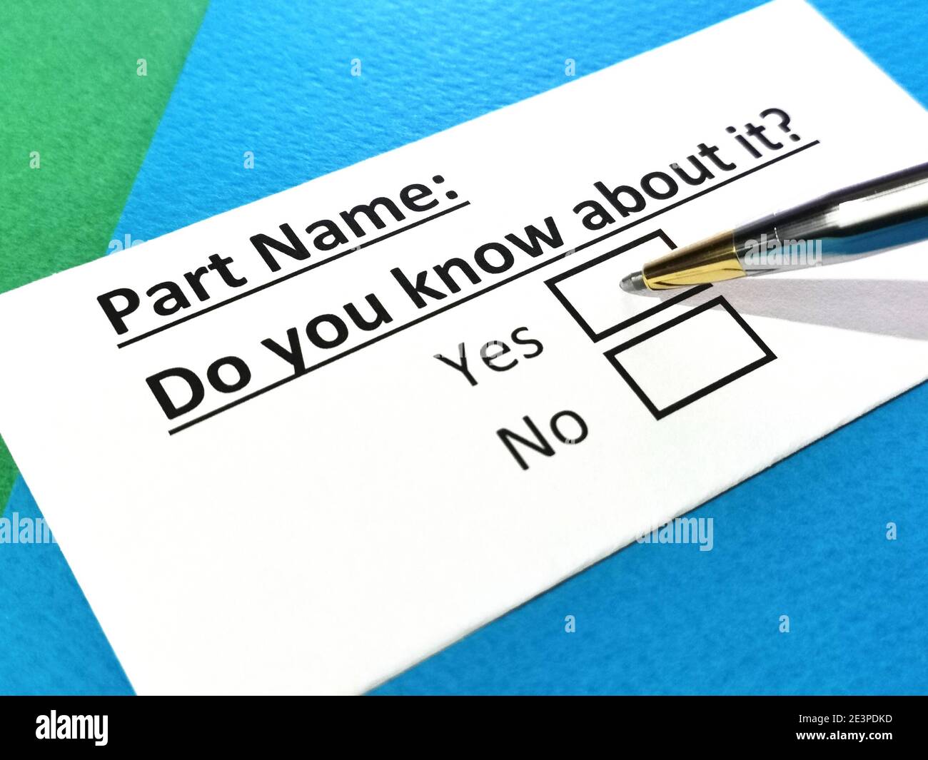 One person is answering question about part name Stock Photo - Alamy