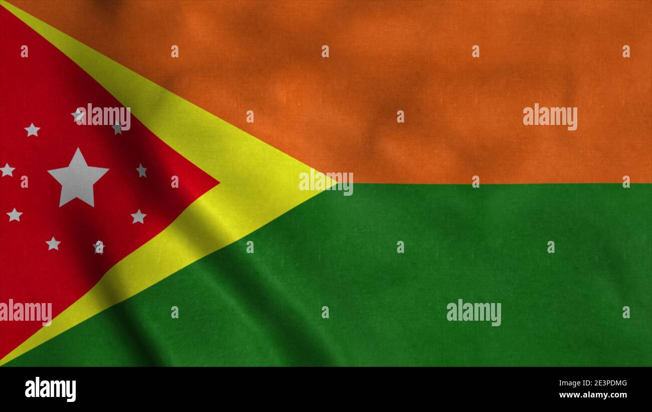 Rincon flag, city of Puerto Rico, waving in wind. 3d illustration Stock ...