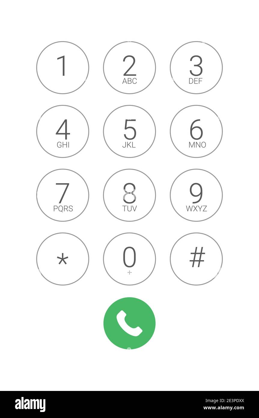 Phone Dial Number Keypad Screen Mobile Call Dial Keypad Smartphone Vector Ui Template Stock 