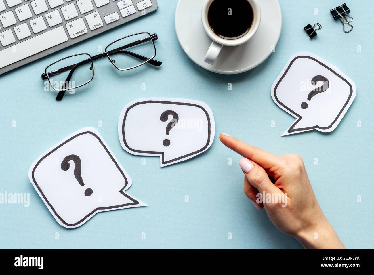 Hand pointing question mark hi-res stock photography and images - Alamy