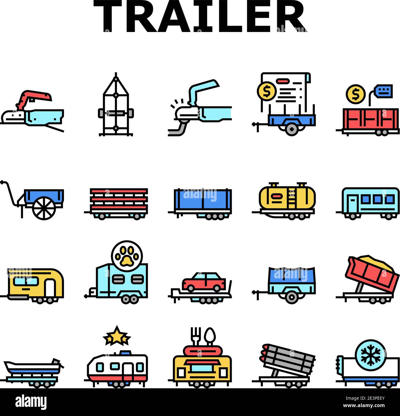 Trailer Transport Collection Icons Set Vector Stock Vector Image & Art ...