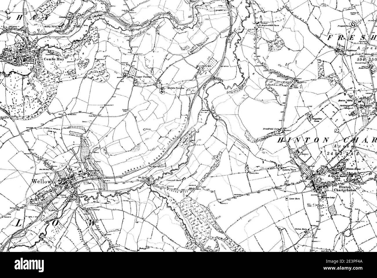 Map of Somerset OS Map name 021-NW, Ordnance Survey, 1884-1894 Stock ...
