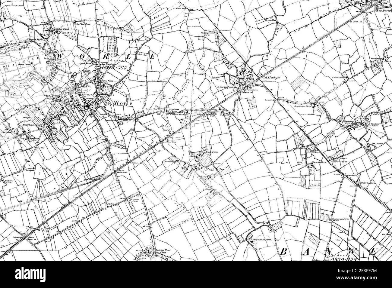 Map of Somerset OS Map name 010-SW, Ordnance Survey, 1884-1894 Stock ...
