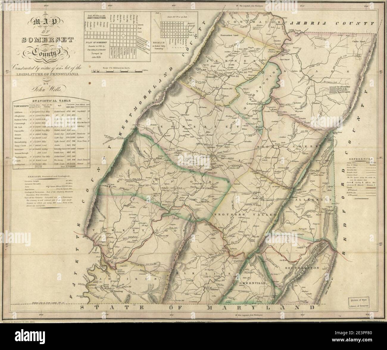 Map of Somerset County Stock Photo - Alamy