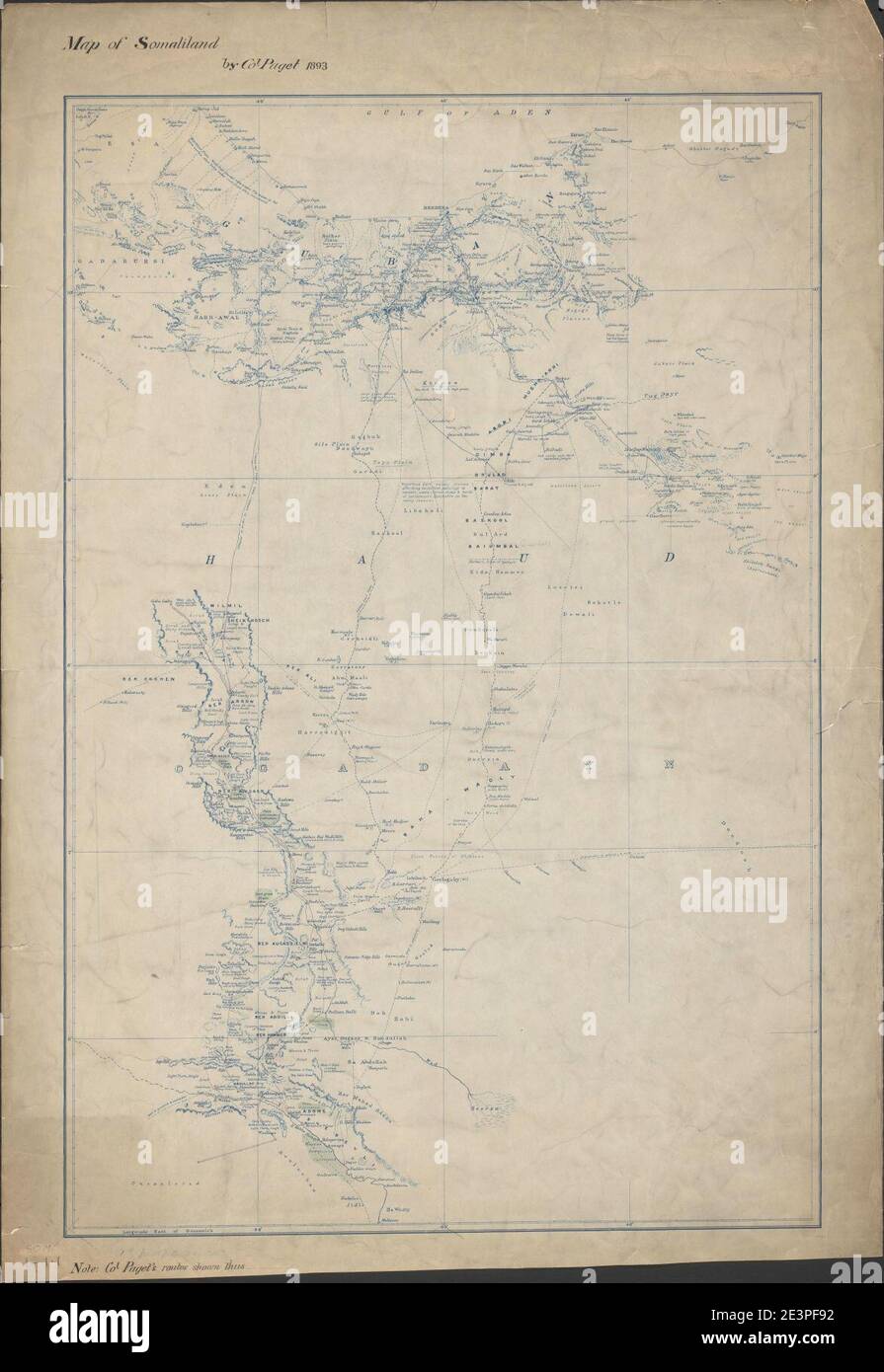 Map of Somaliland by Col. Paget, 1893 Stock Photo - Alamy