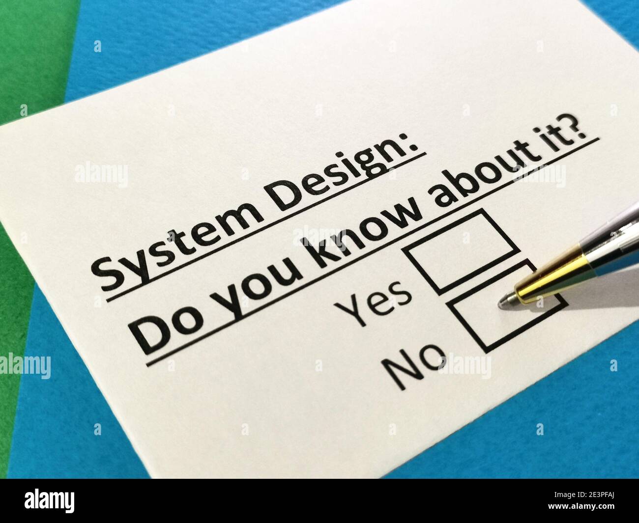 One person is answering question about system design Stock Photo - Alamy