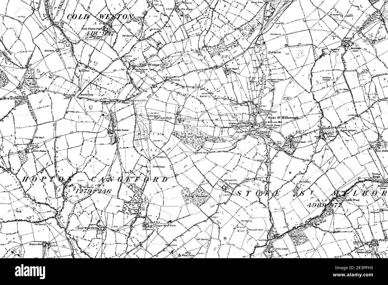 Map of Shropshire OS Map name 072-NW, Ordnance Survey, 1883-1895 Stock ...