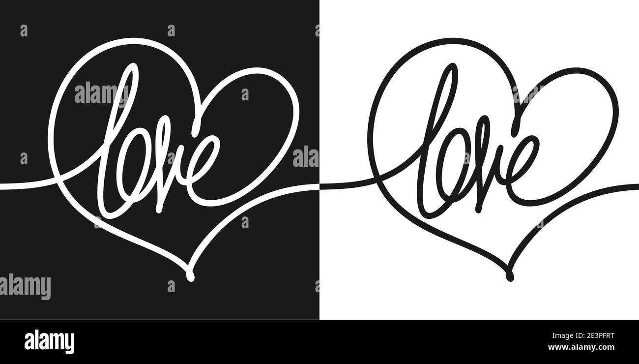 Seamless Abstract Love Symbol Heart Continuous Line Art Drawing Vector ...