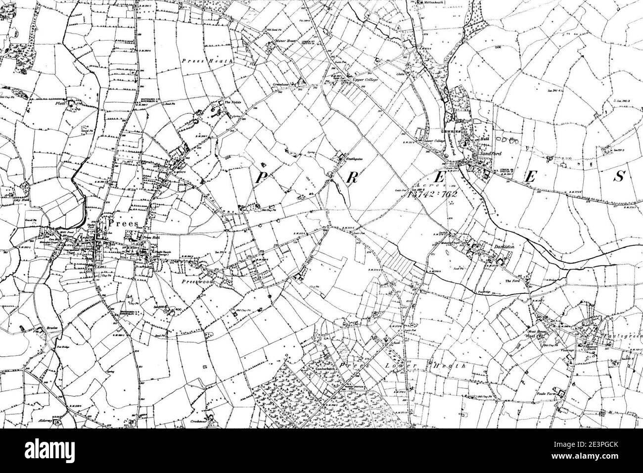 Map of Shropshire OS Map name 015-NW, Ordnance Survey, 1883-1895 Stock ...