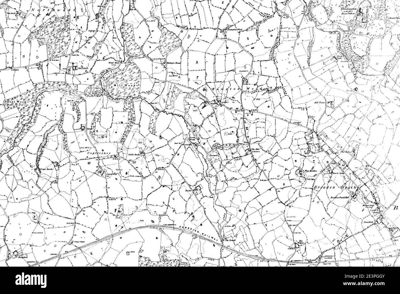 Map of Shropshire OS Map name 006-SE, Ordnance Survey, 1883-1895 Stock ...