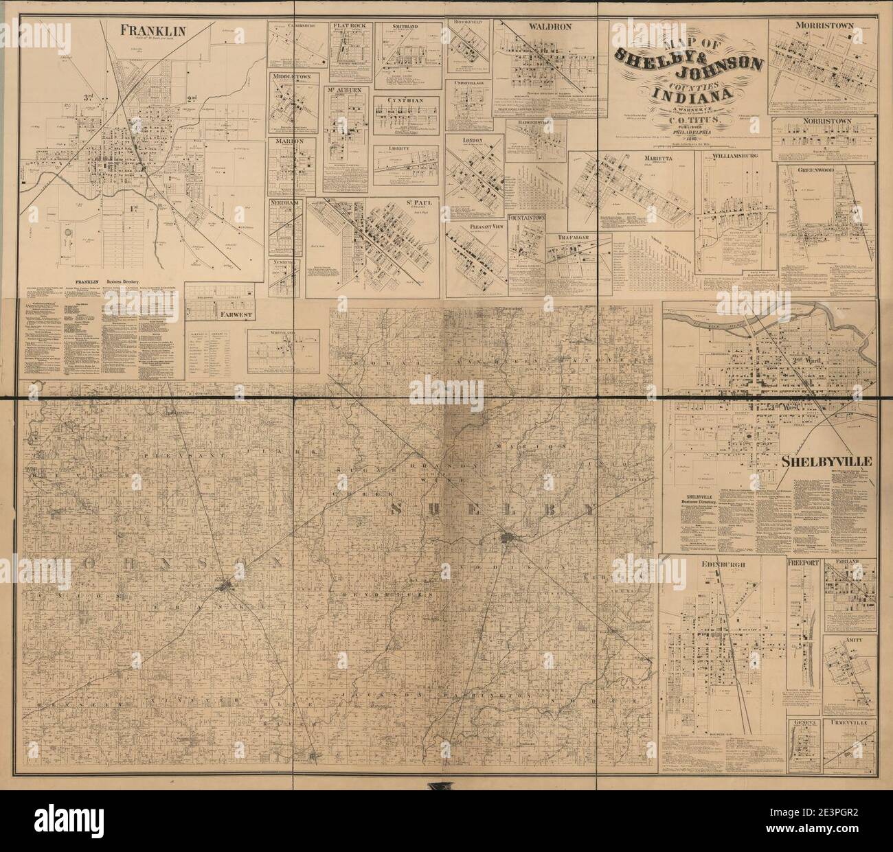 Map of Shelby & Johnson counties, Indiana Stock Photo - Alamy