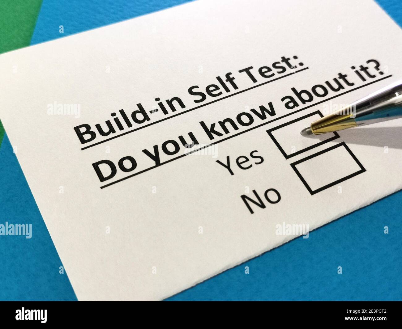 One person is answering question about build in self test Stock Photo ...