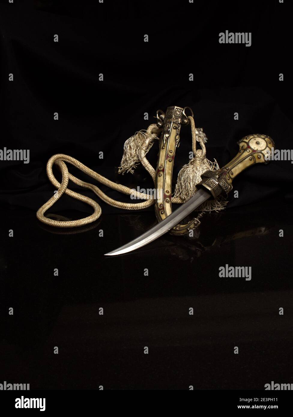 Still Life of Traditional Moroccan Khunjar Dagger. Curved Sword ...