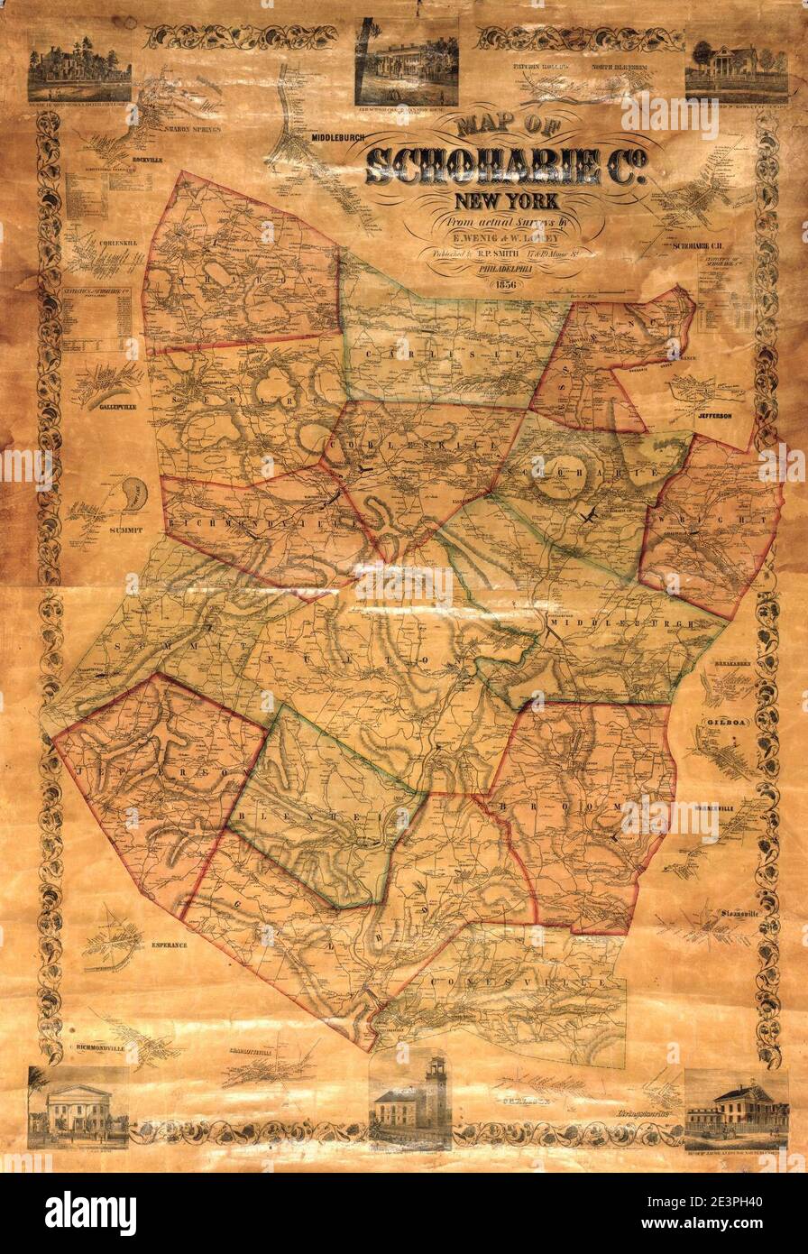 Schoharie map hi-res stock photography and images - Alamy