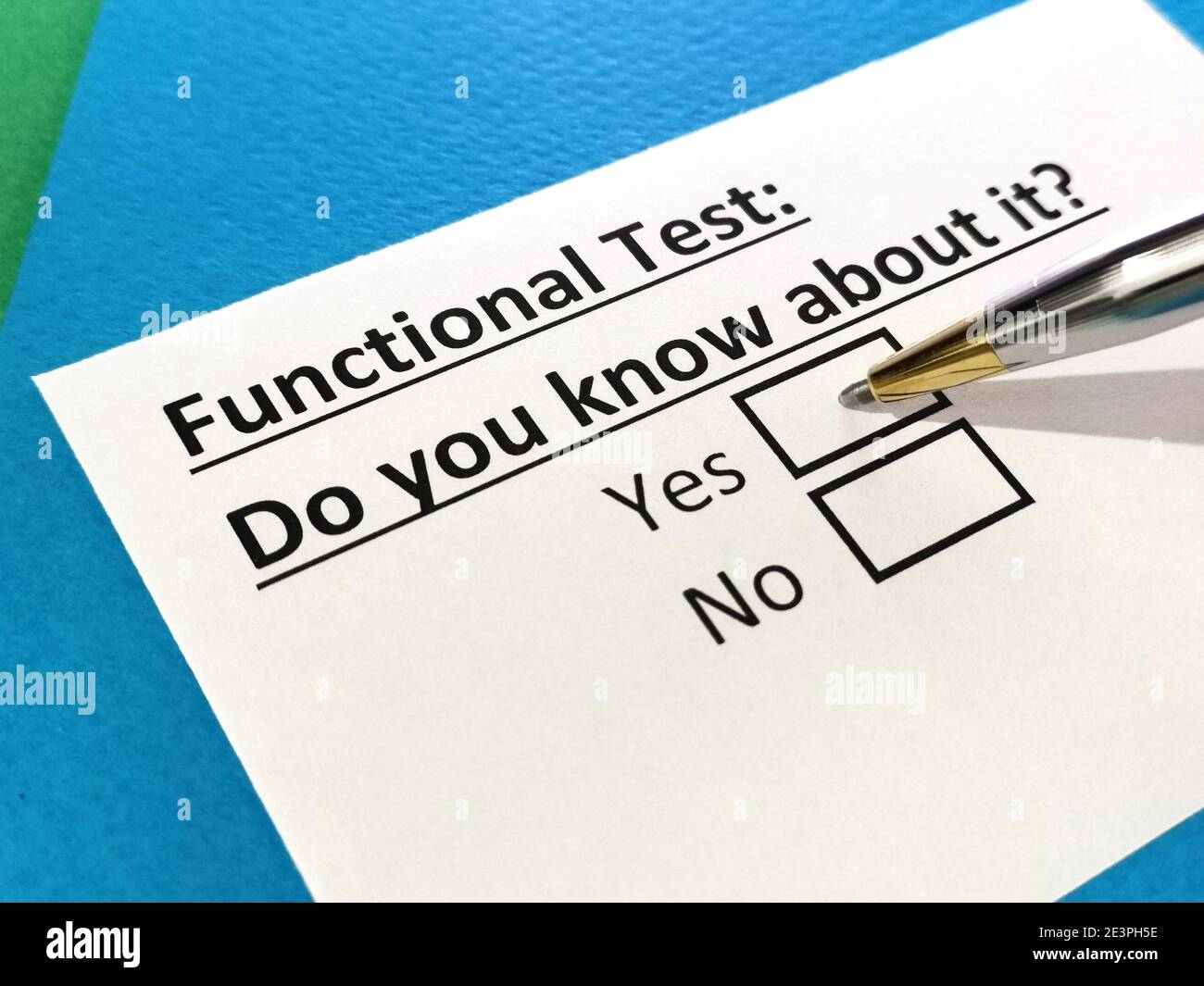 One person is answering question about functional test Stock Photo - Alamy