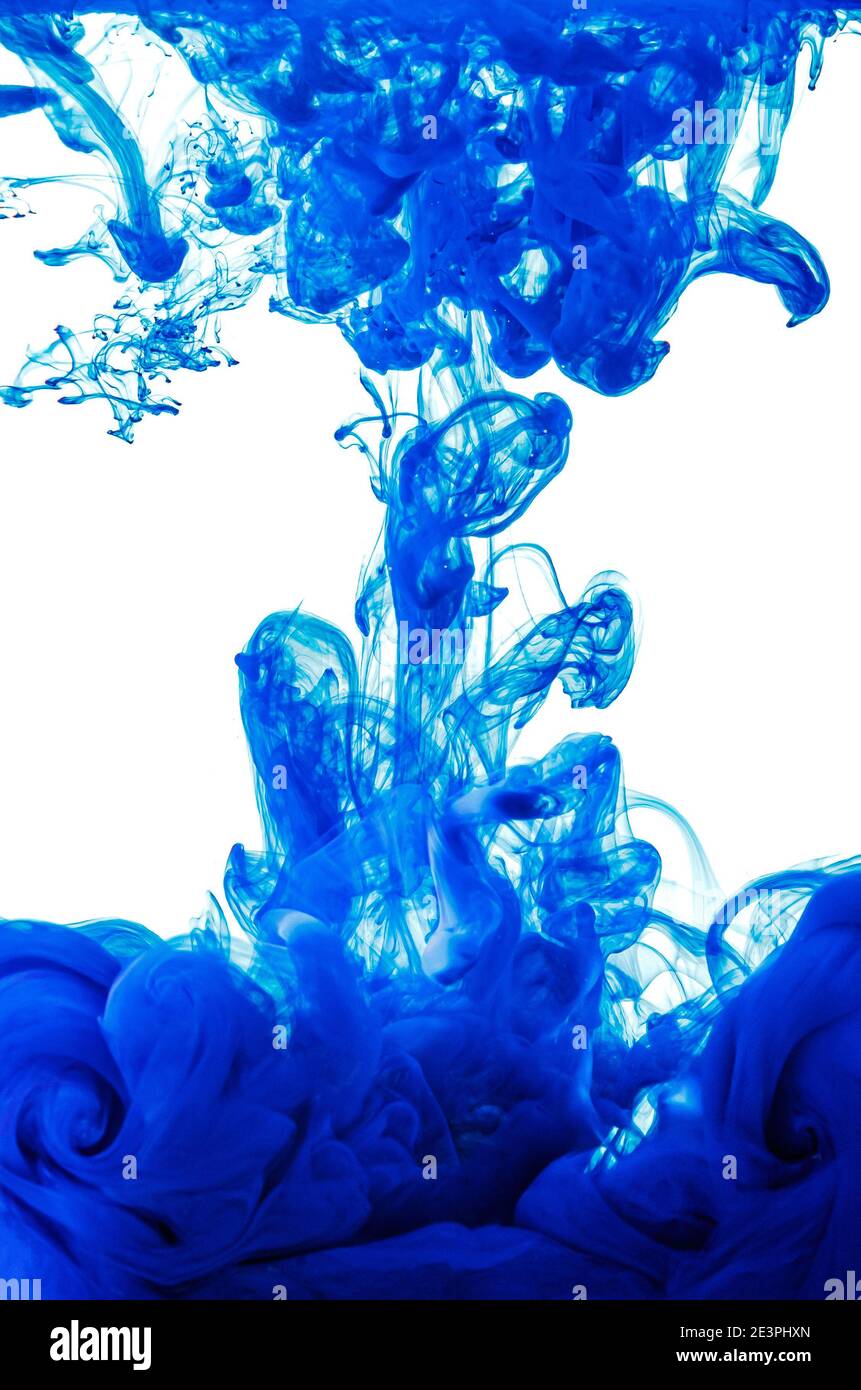 Blue ink abstract background isolated on white background Stock Photo ...