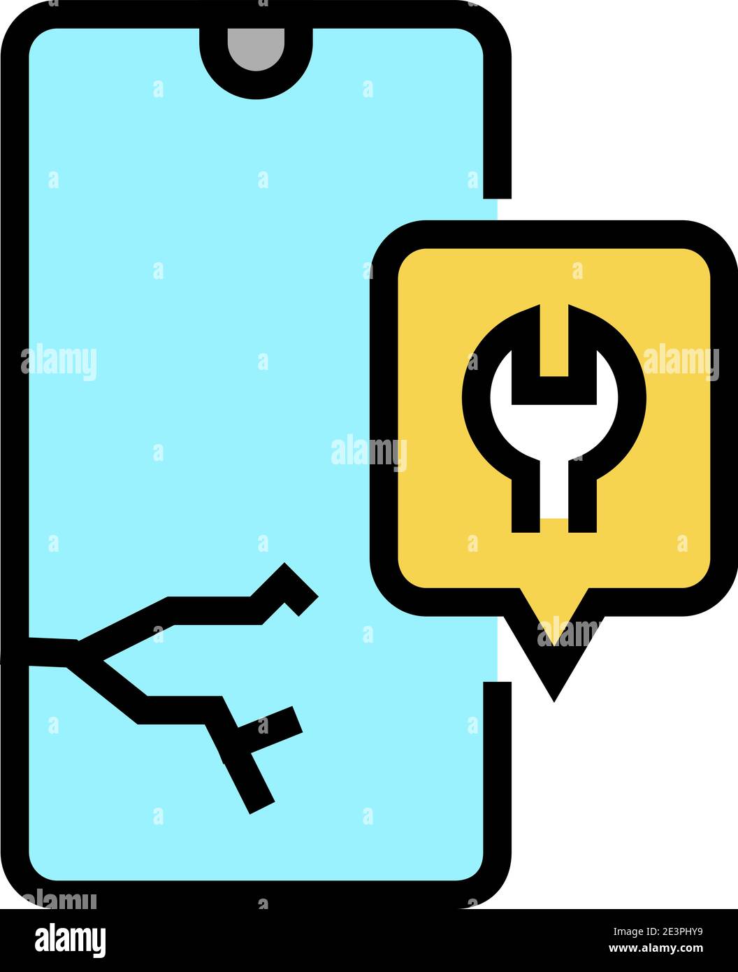 crashed phone screen repair color icon vector illustration Stock Vector ...